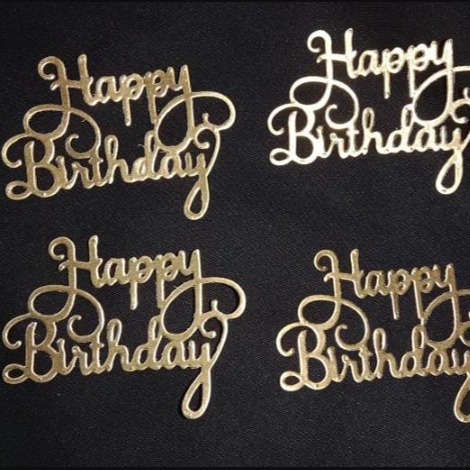 PACK OF 6 PCS UNIQUE GOLDEN HBD CUTOUTS FOR CAKE | STYLISH GOLDEN HBD ...