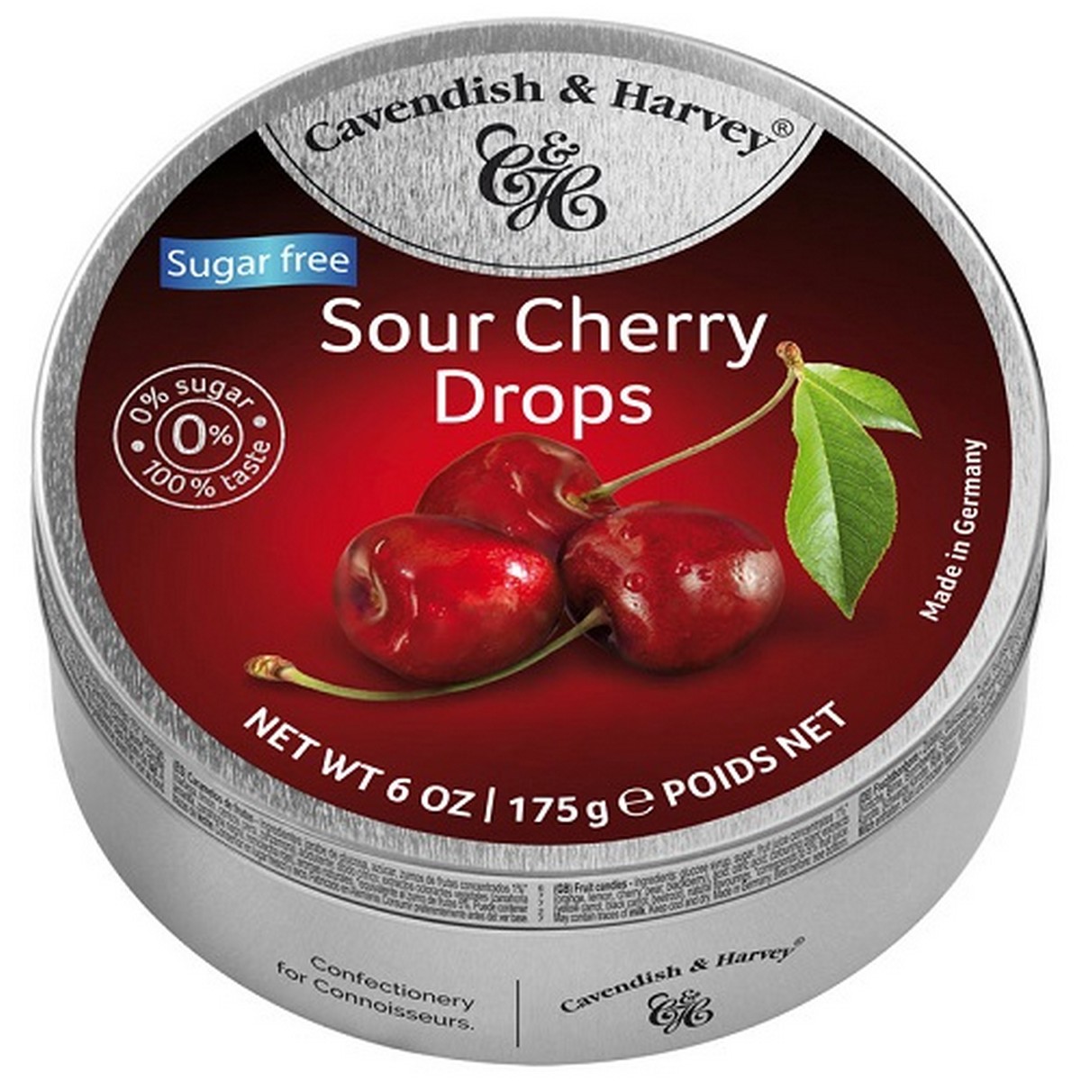 Cavendish & Harvey Sugar Free Sour Cherry Drops in Tin 175g (Imported ...