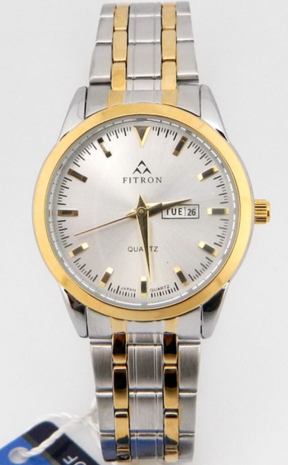 Fitron Watch MENS 36mm Date Gold Steel Strap with a White Dial | Daraz.pk