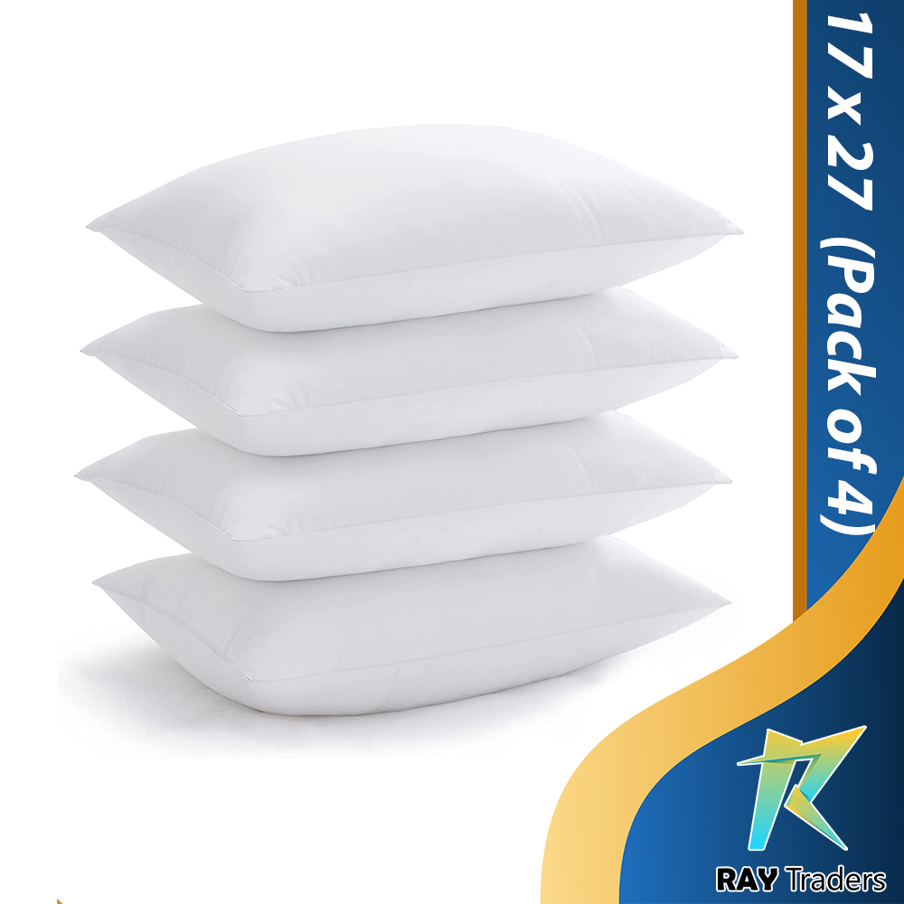 White Pillow Pack Of 4 (Four) PC Filling Imported Ball Fiber Polyester ...