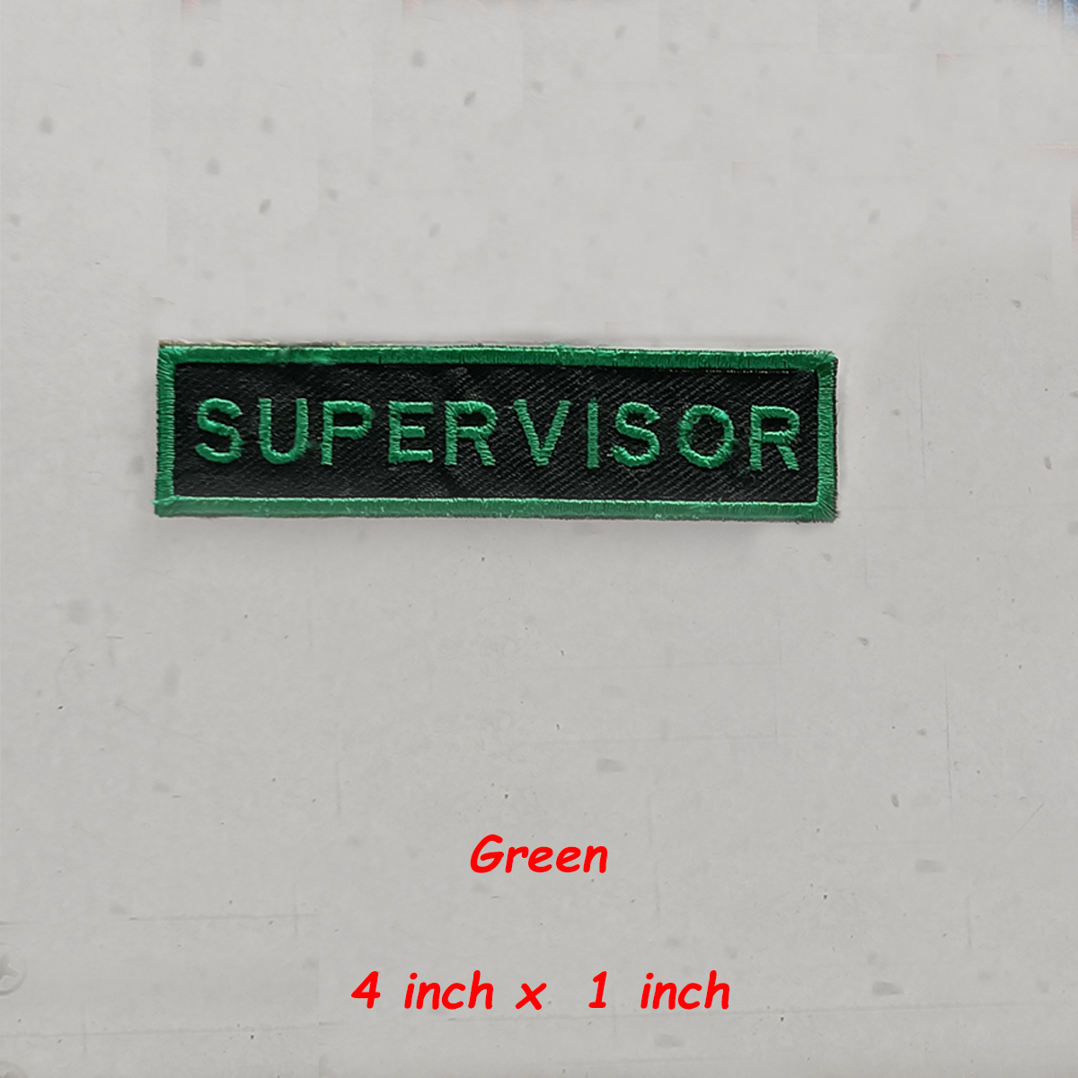 Supervisor Written Embroidered Tag, Available in Six Colors, black Base ...