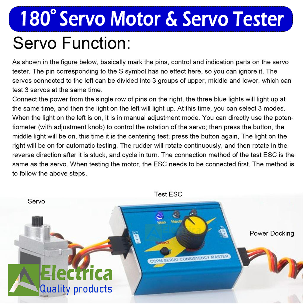 Servo Tester CCPM Consistency 3 Channel Mode ESC Servo Motor Tester by ...