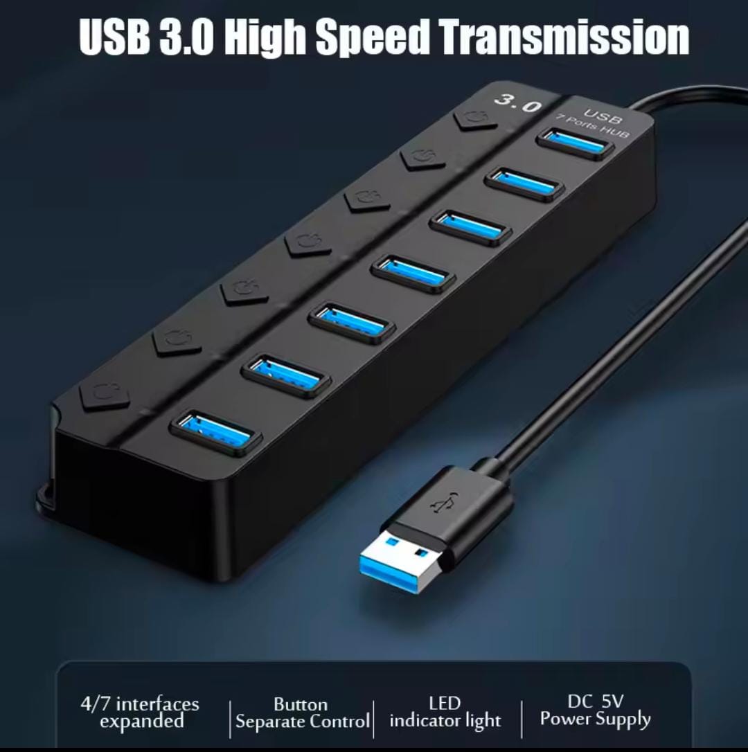 4 / 7 Port USB 3.0 Hub Multi Splitter Charger Power Adapter Multiple ...