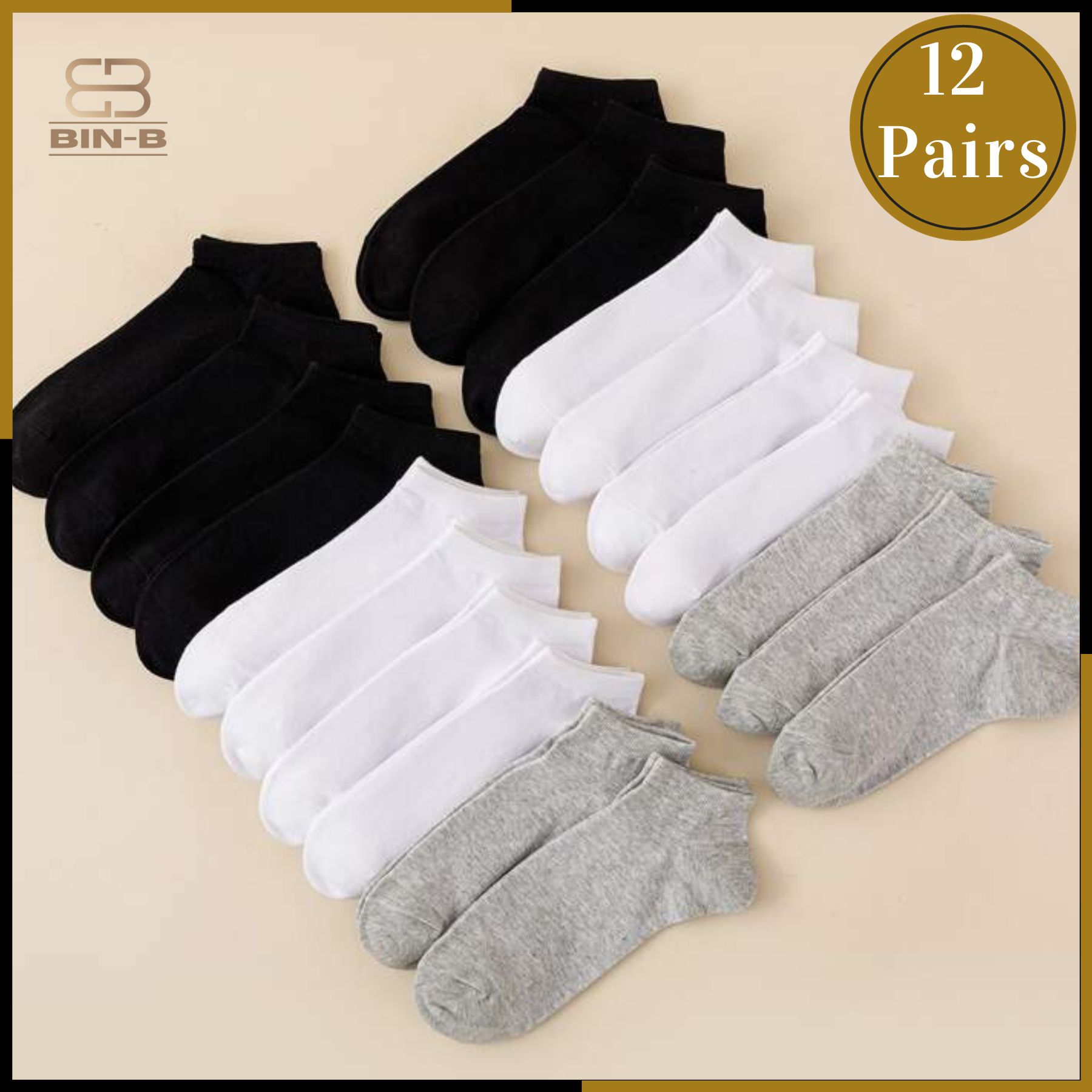 BIN-B 6 Pairs Cotton Ankle Socks For Girls Cotton Ankle Socks For Women ...