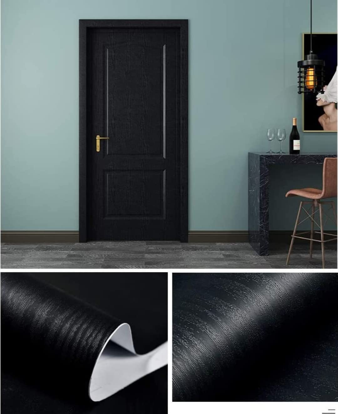 2x12 Feet Wooden Vinyl Wall Decal Top Peel and Stick Door Wardrobe Wall ...