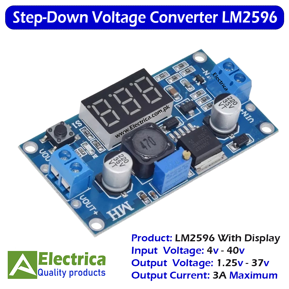 LM2596 3A Step Down Buck Converter Module LM-2596 Voltmeter Display Circuit Lm2596 Digital Buck ...