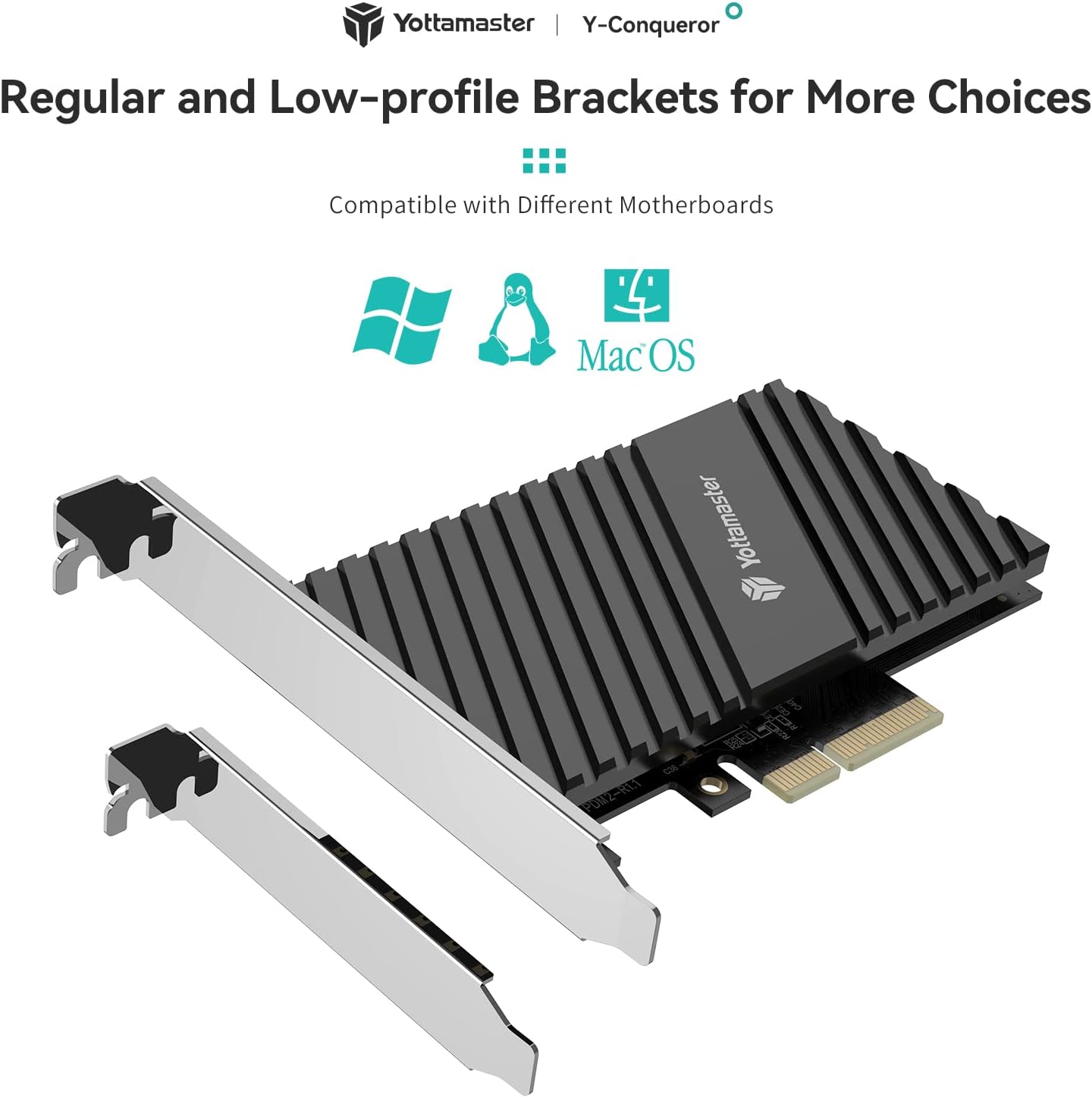 Yottamaster Dual M.2 PCIe Adapter, M.2 NVMe & SATA PCIe 3.0X4 Converter ...
