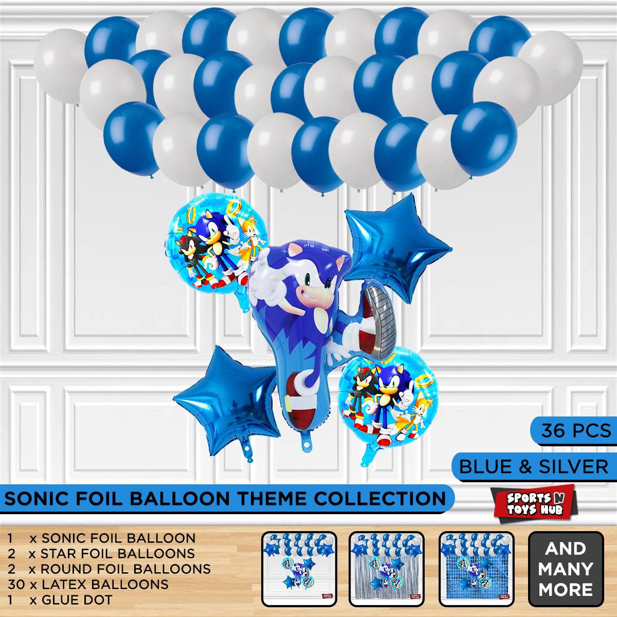 Sonic Foil Balloon Collection Set, Super Heroes Game Fans Balloons ...