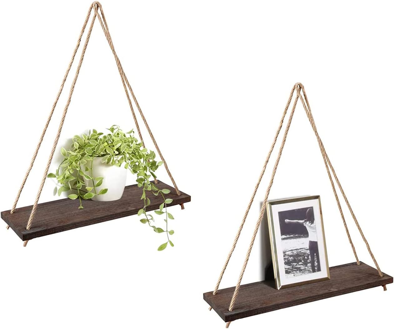 Hommey Wall Mount Rope Hanging Floating Rack Shelves for Home Office ...
