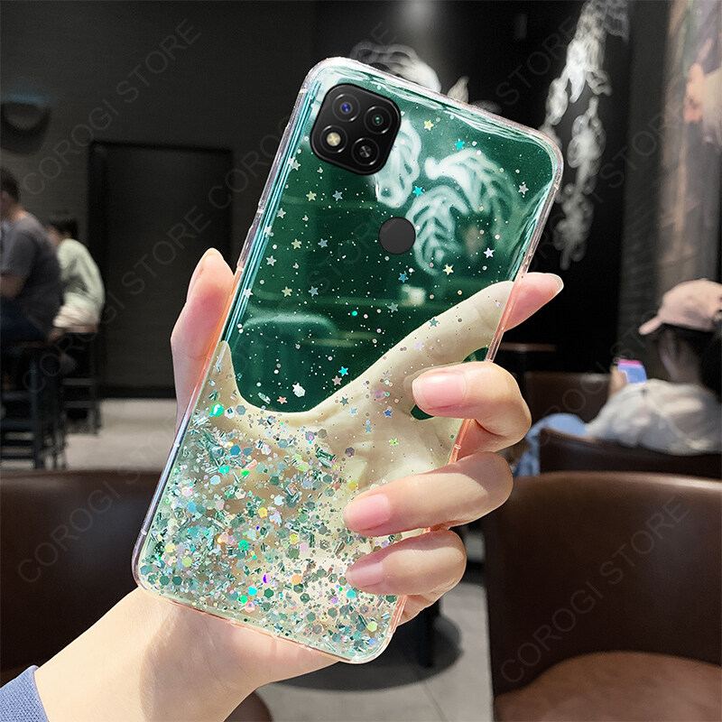 For Xiaomi Redmi 10A / Redmi 9C Back Cover Luxury Shiny Glitter Gold ...