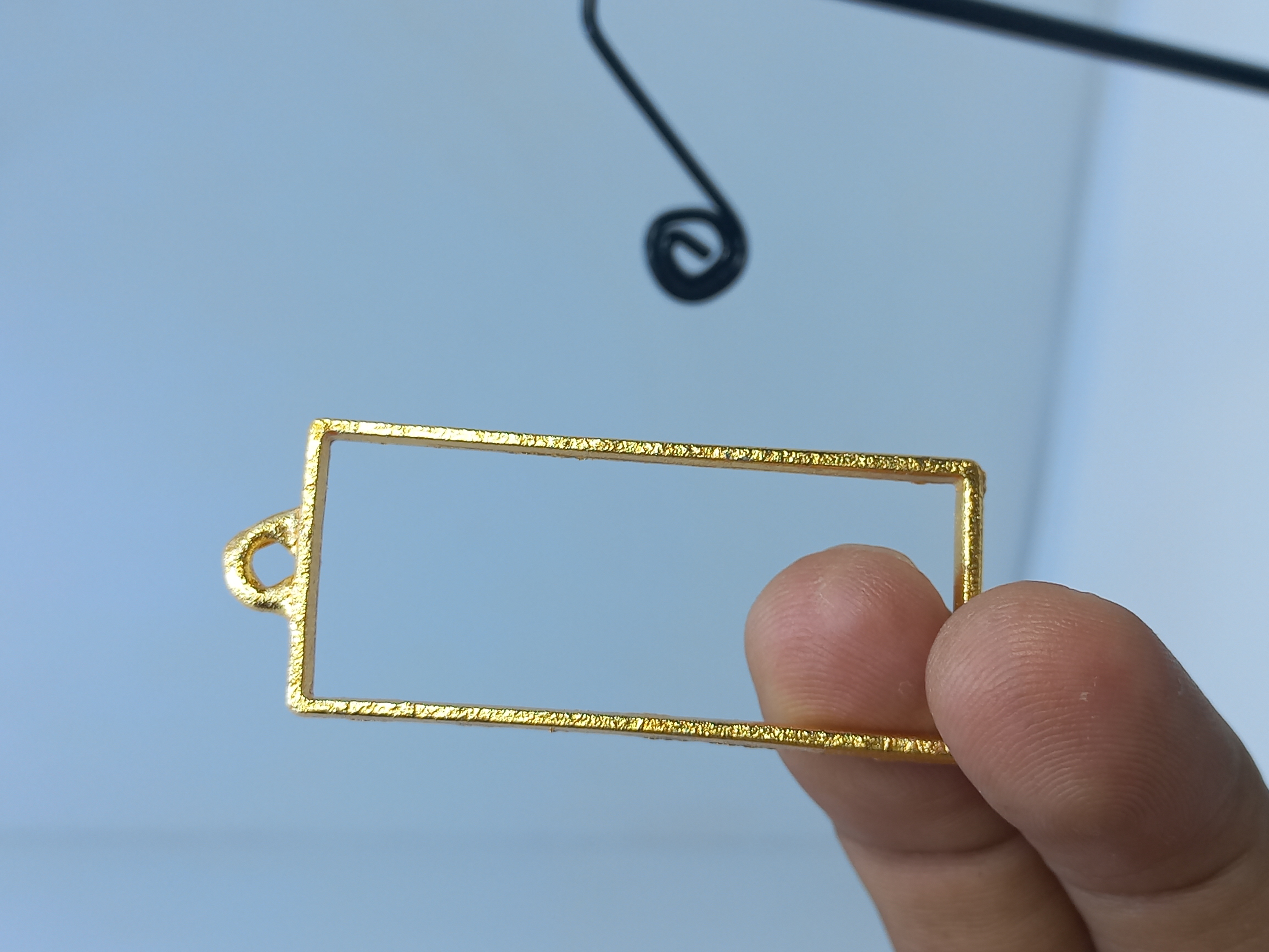 1Pair, Metal UV Resin Bezel/Blank Pendant, Rectangle Shape, about 50mm ...