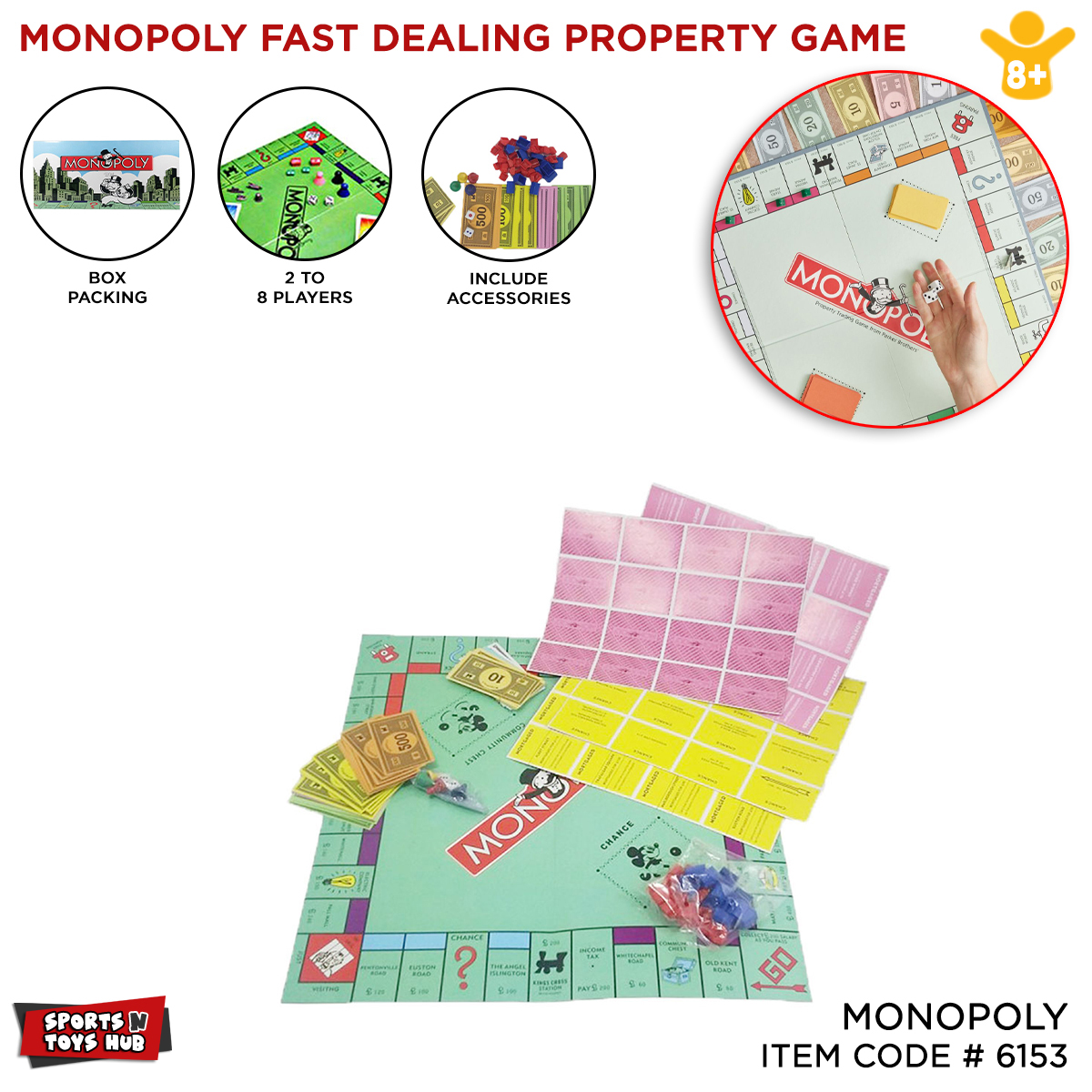 Monopoly Family Board Game Property Trading For Kids, Educational Toy ...