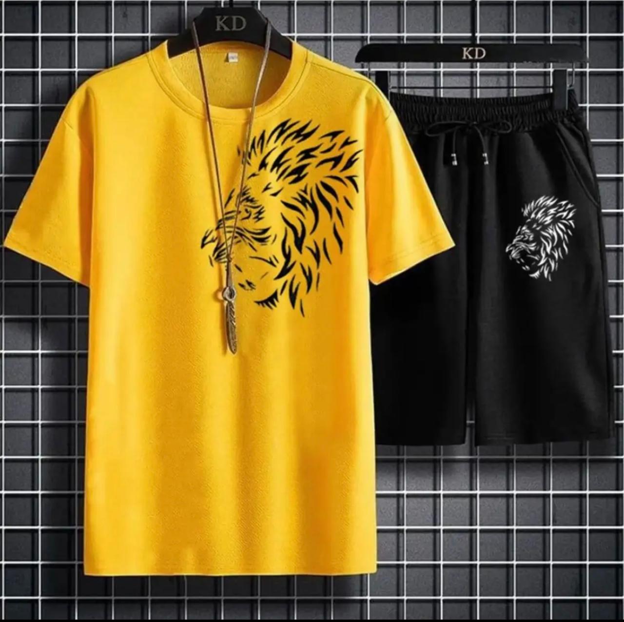 Trendy SHOULDER LION Tag Printed Summer Tracksuit For men & boys Tee ...