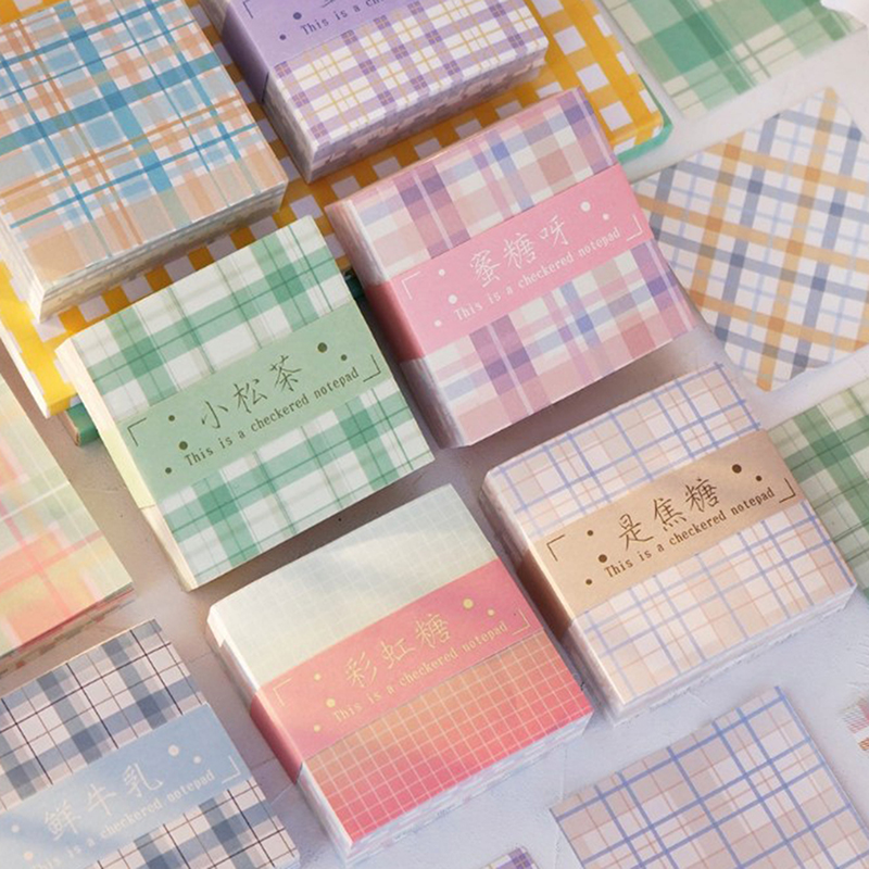 200pcs/lot Memo Pads Sticky Notes Cute Colorful Lattice Paper Diary ...