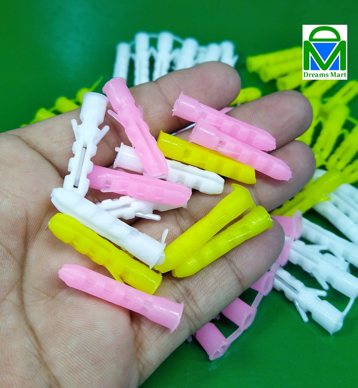 DreamsMart Pack of 25pcs No# 12 Multi Color Plastic Wall Plugs Gitti ...