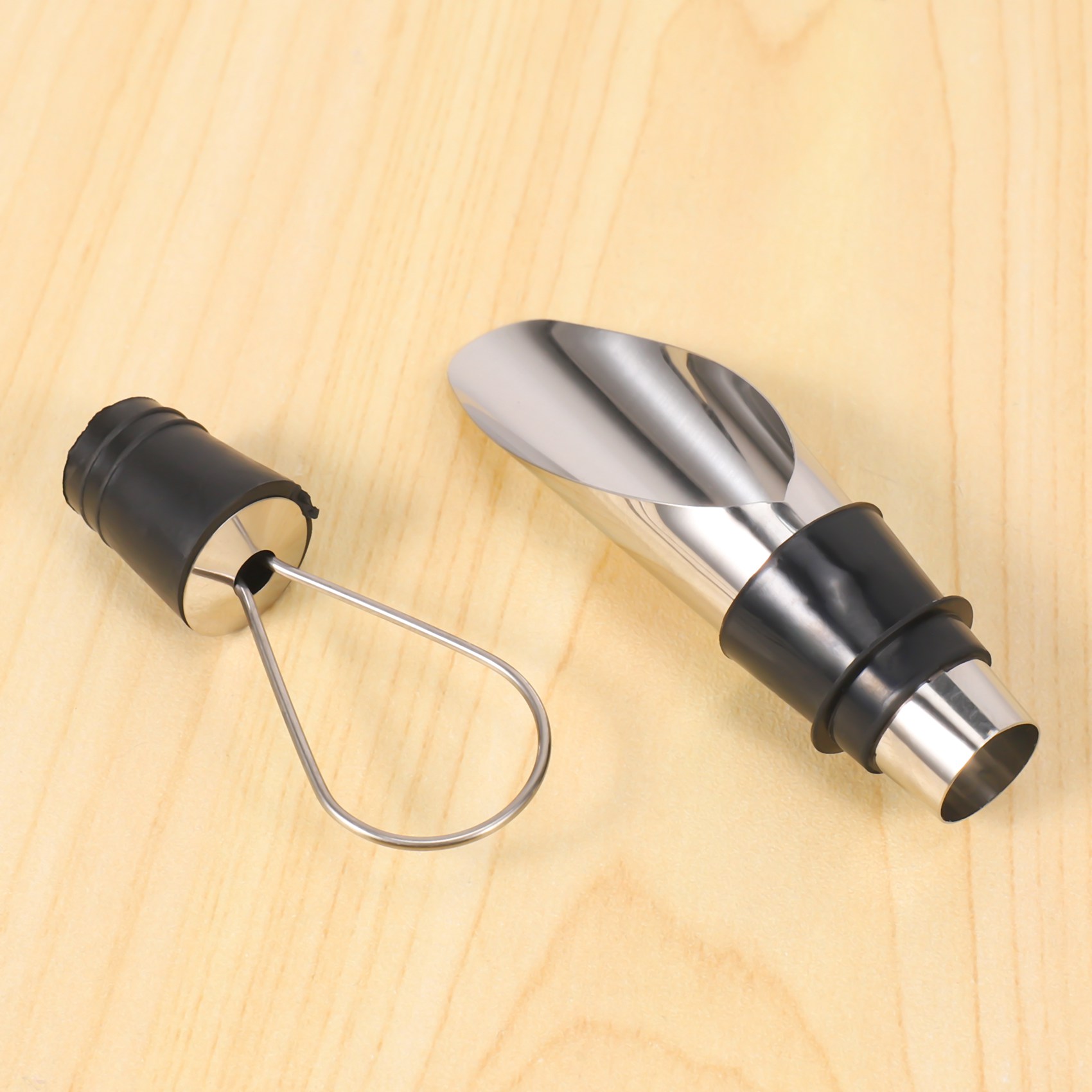 Stainless Steel Wine Stopper Pourer Metal Drain Bar Home Wine Set ...