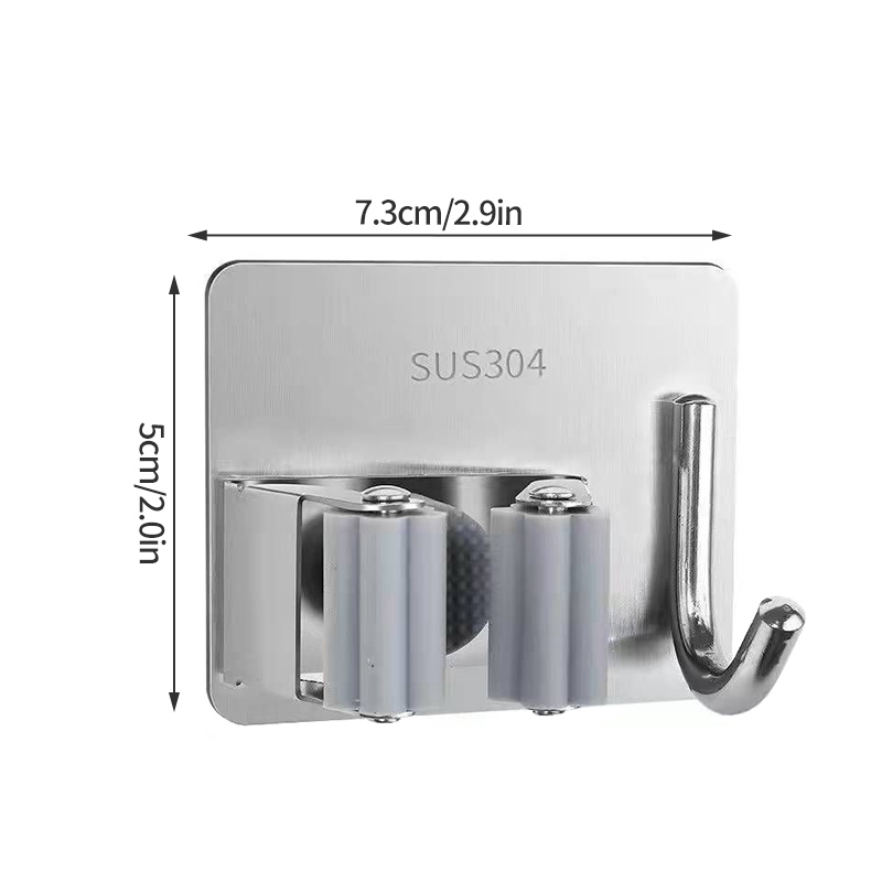 Multi-Purpose Hooks Adhesive Wall Hanging Mop Rack Bathroom Mop ...