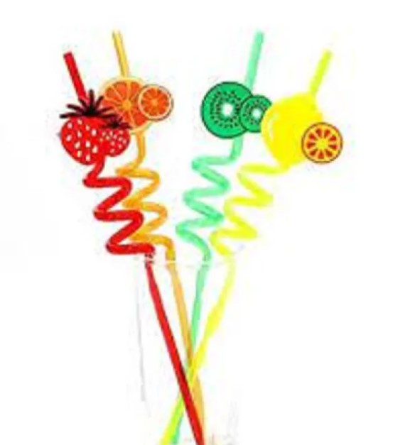 Pack of 4 Plastic Fancy Spiral Straw Set Of 4 Birthday Party Favor ...