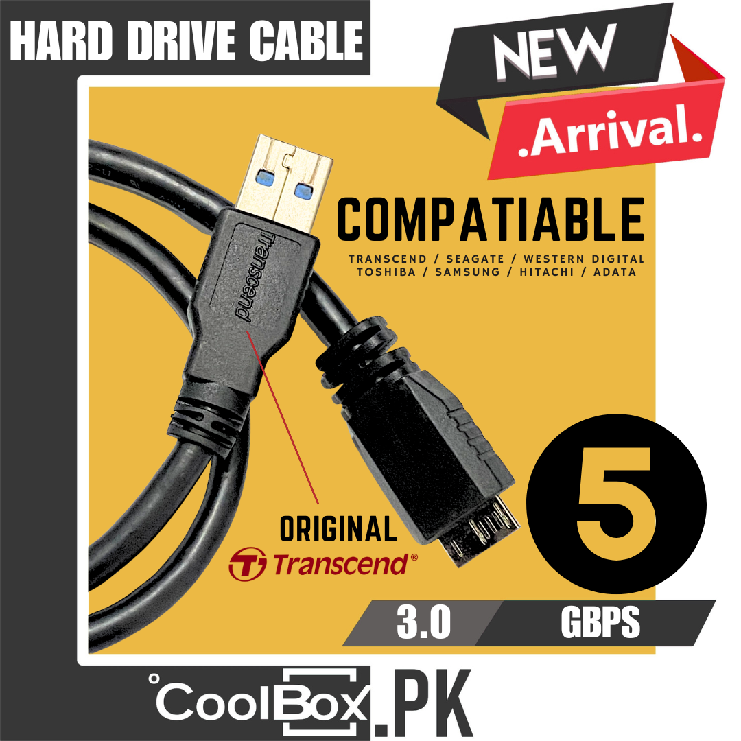 Original Transcend USB 3.1 A to Micro B SuperSpeed Cable for WD/Seagate ...
