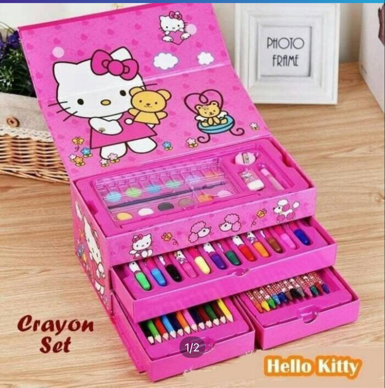 54 PIECES KIDS ART ARTIST SET IN A BOX WITH DRAWERS PENS PENCILS ...