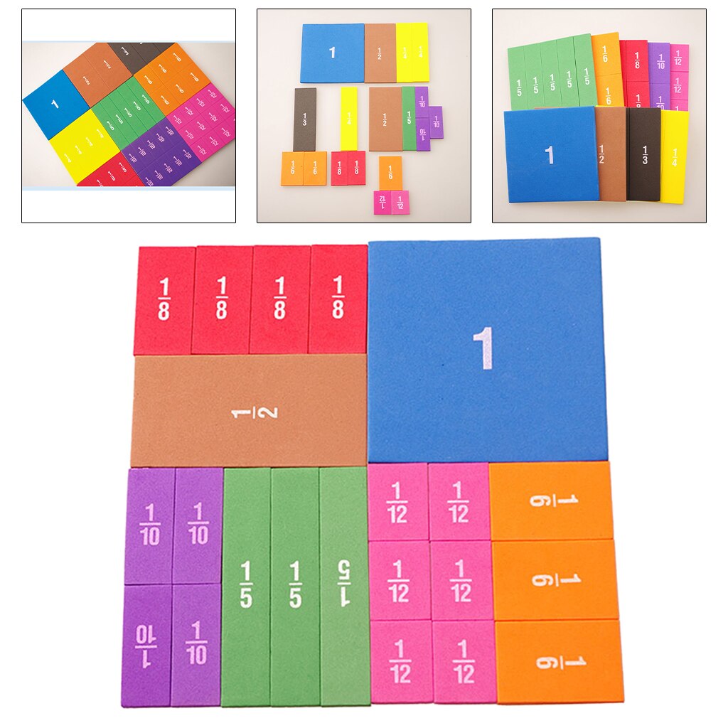 22pcs Colorful Magnetic Rainbow Counting Fraction Tiles Math Toys ...