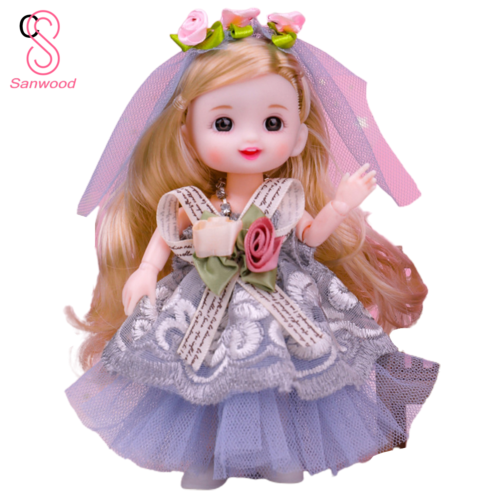 1PCS 6.69 Inches Girl Doll Realistic Wear-resistance Fabric 3D Eye Girl ...