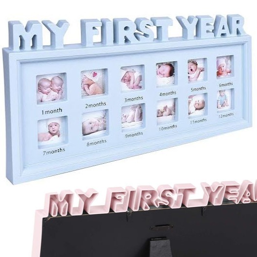 Frame Pictures From 1 Month to 12 Month Baby Photo Frame - Blue | Daraz.pk
