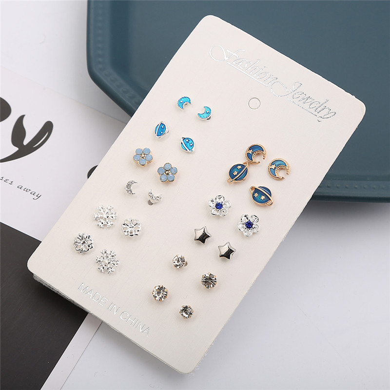 perfect 12 Pairs/Set Cute Multiple Piercing Stud Earrings Moon Star ...
