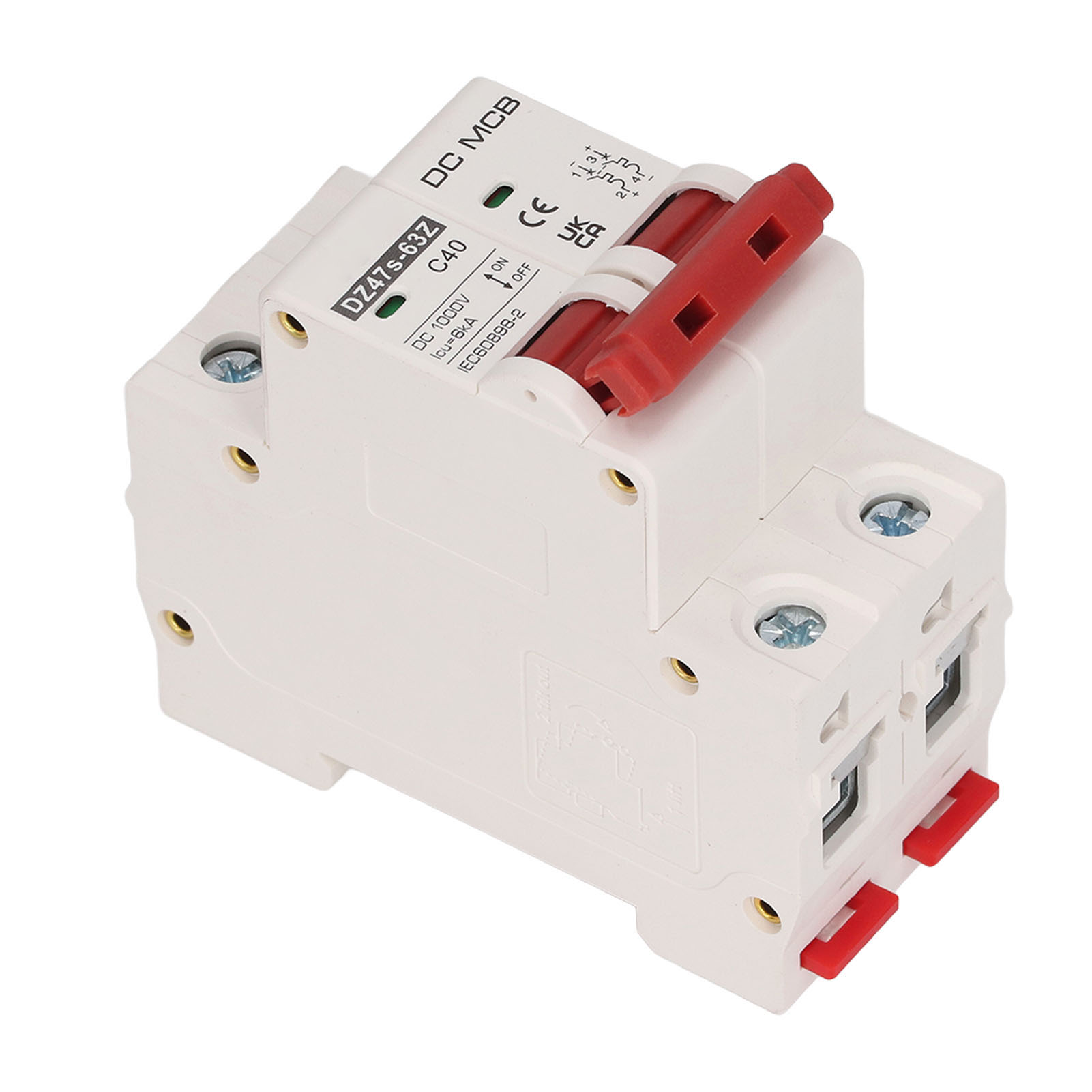 Circuit Breaker 2P DC 1000V MCB 40A Protection Switch 6kA Breaking ...