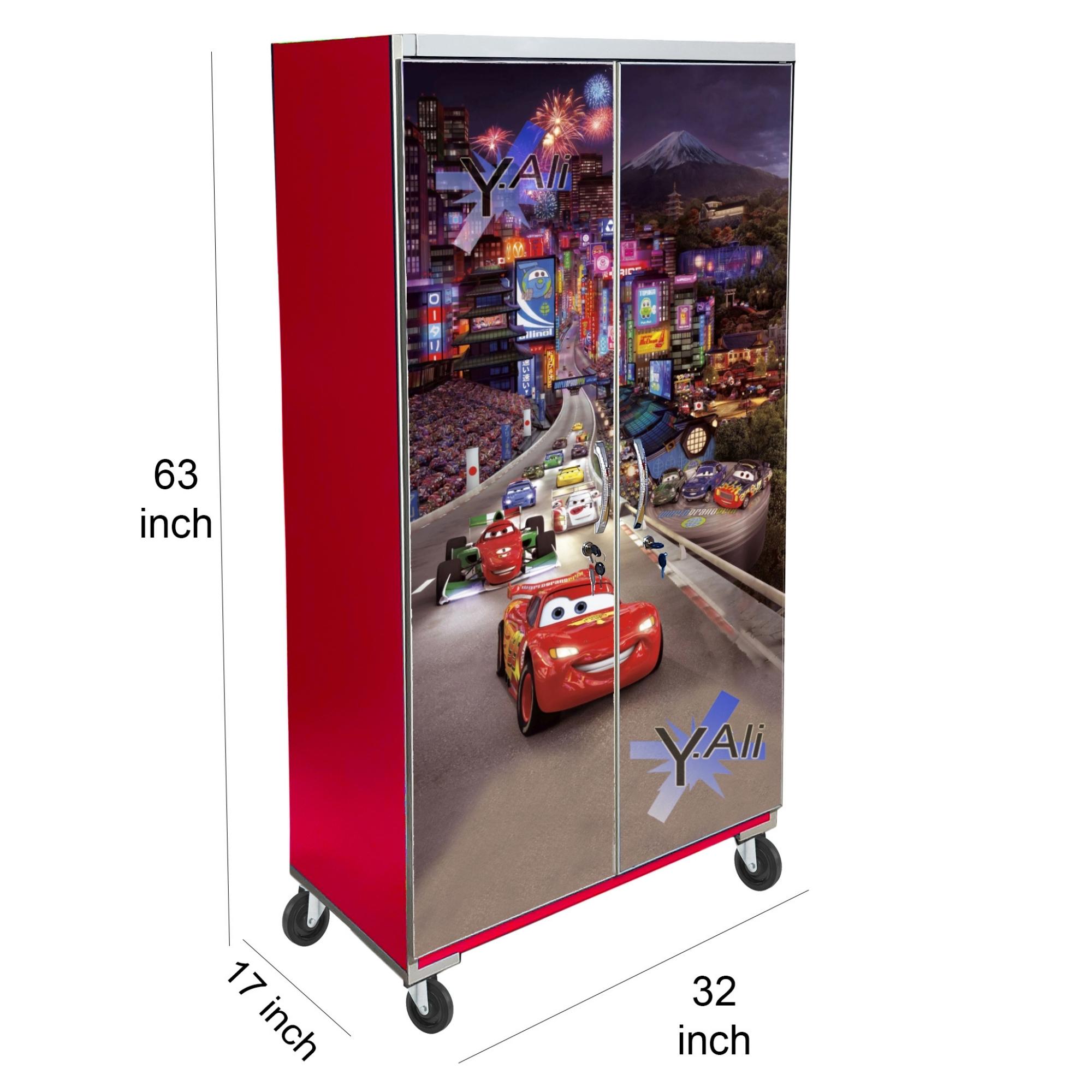 5 Feet Cartoons Theme wooden Sheet Wardrobe For Kids Cupboard Almari ...