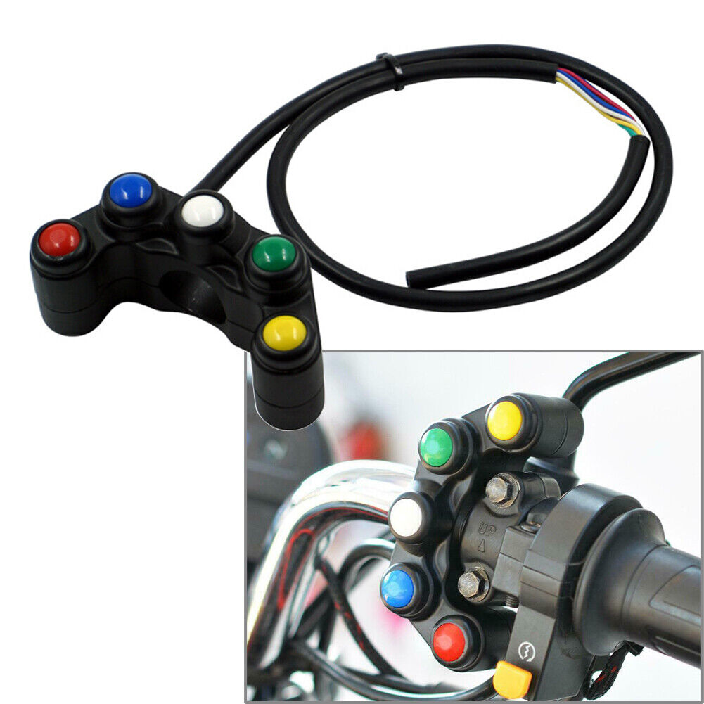 Universal 5 button Array Motorcycle Switches Race Bikes Motocross 22mm Handlebar Switches ...