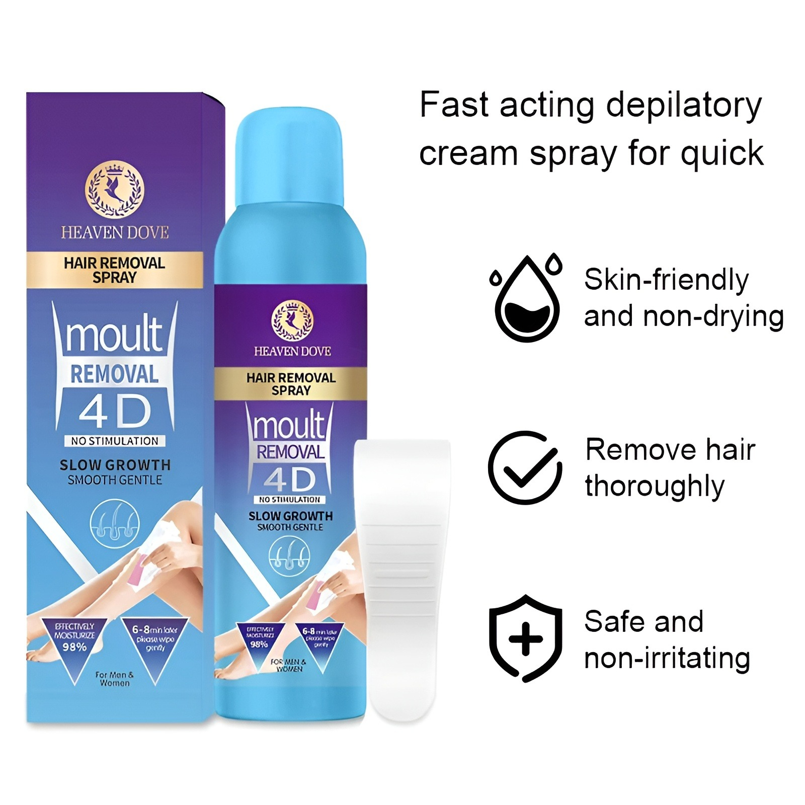 Heaven Dove Hair Removal Spray Moult 4D Fast Clean For Men & Women ...