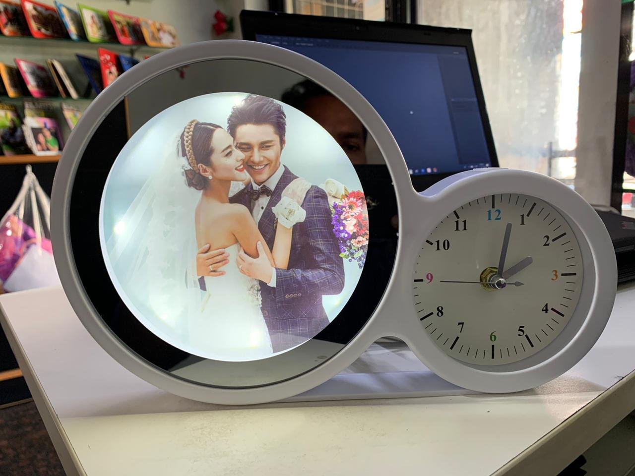 LED Photo Frames With Clock / Magic Mirror with Clock Magic Photo Frame ...