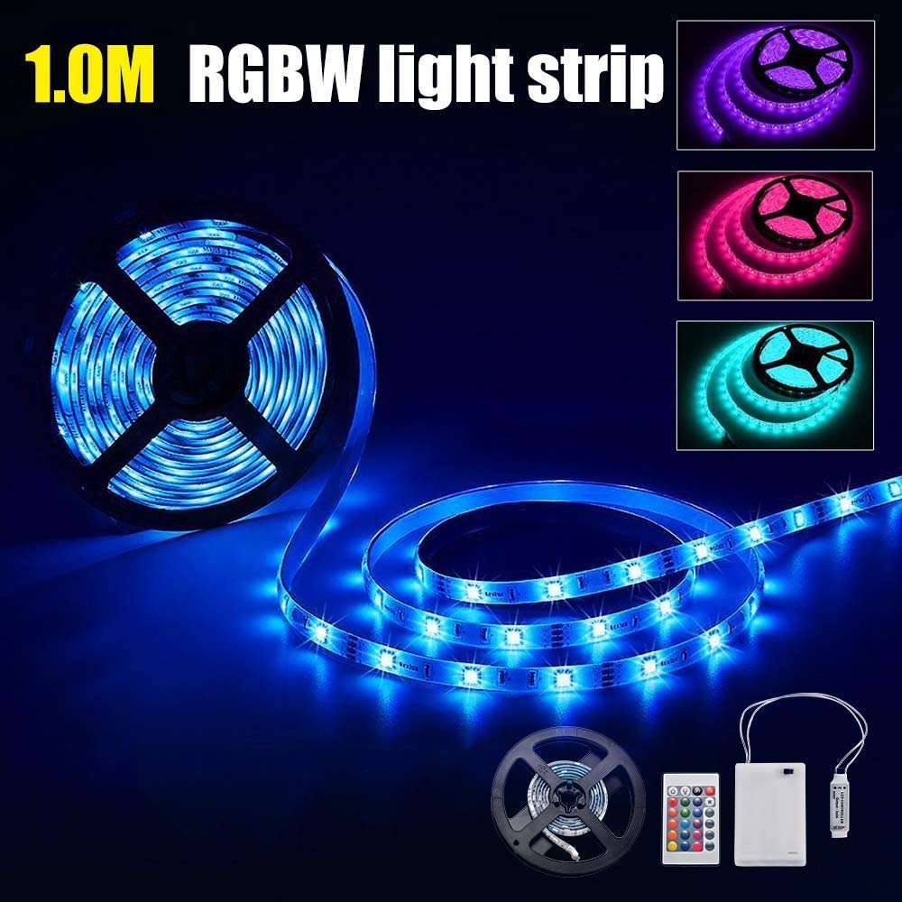 LED Strip Lights Battery Powered, 1m/3.3ft Flexible RGB Led Lights ...