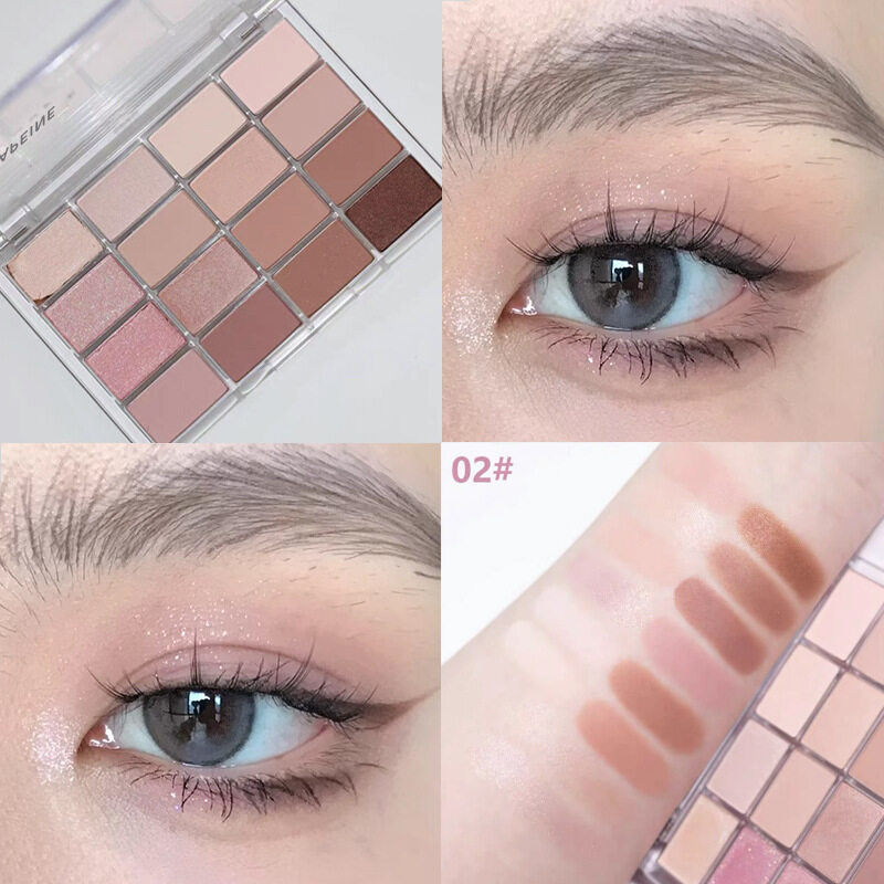 16 Colors Eyeshadow Palette Low Saturation Rose Pink Pearly Matte ...