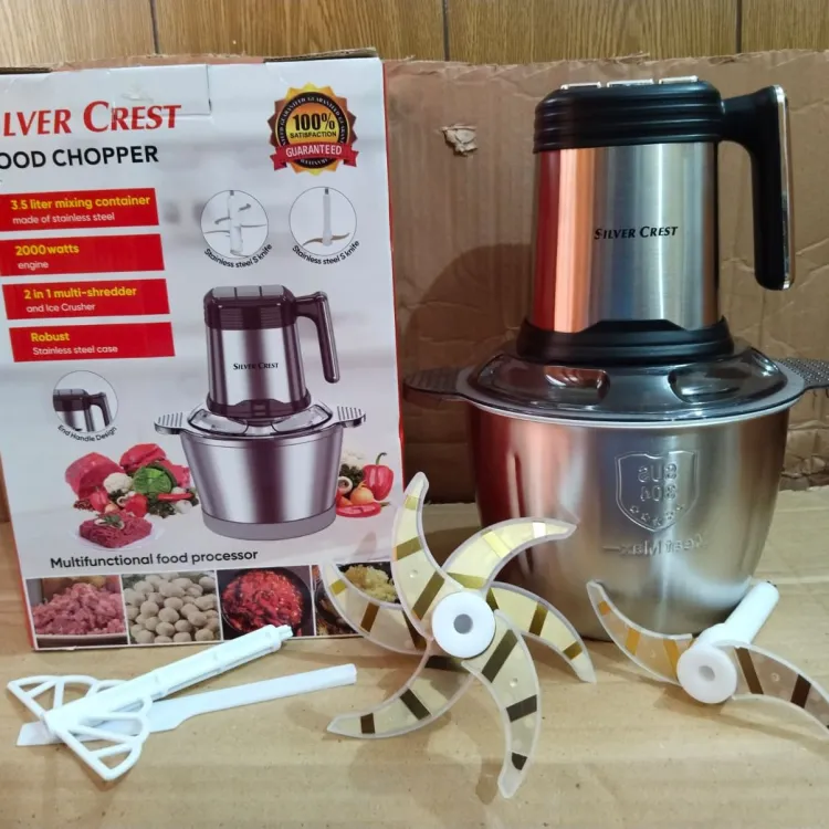Silver Crest 3L Electric Meat Grinder chopper Titanium Gold sharp blades 4 pcs and 1 Spare blade ...
