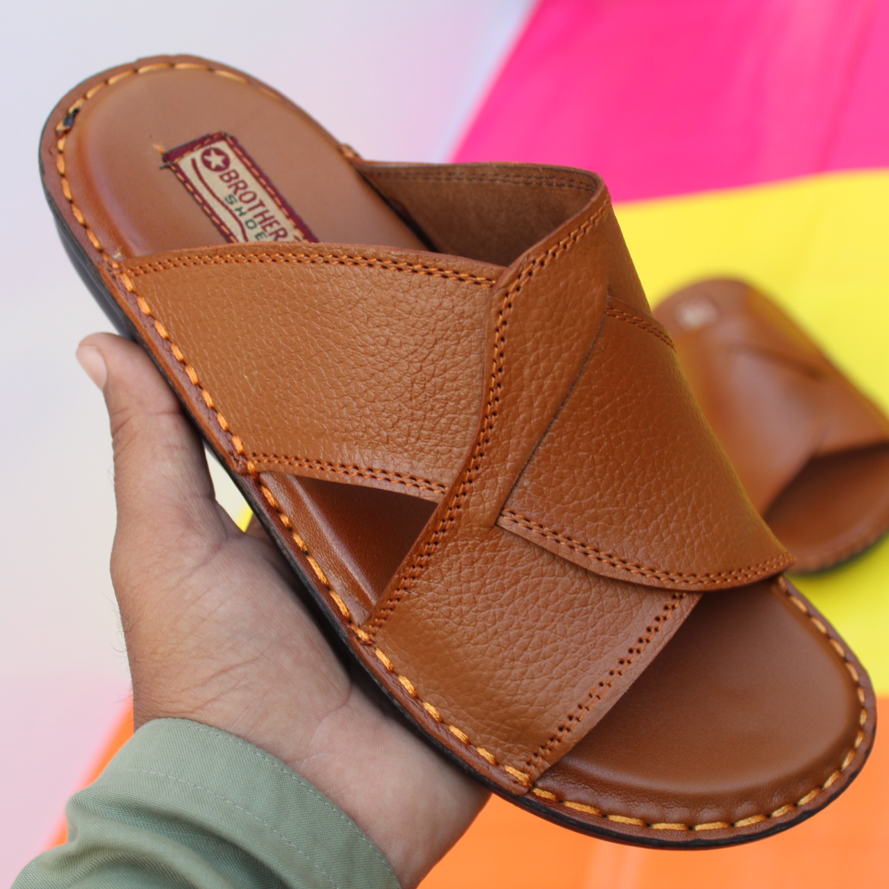pure leather slipper for men-Handmade stiched | Daraz.pk