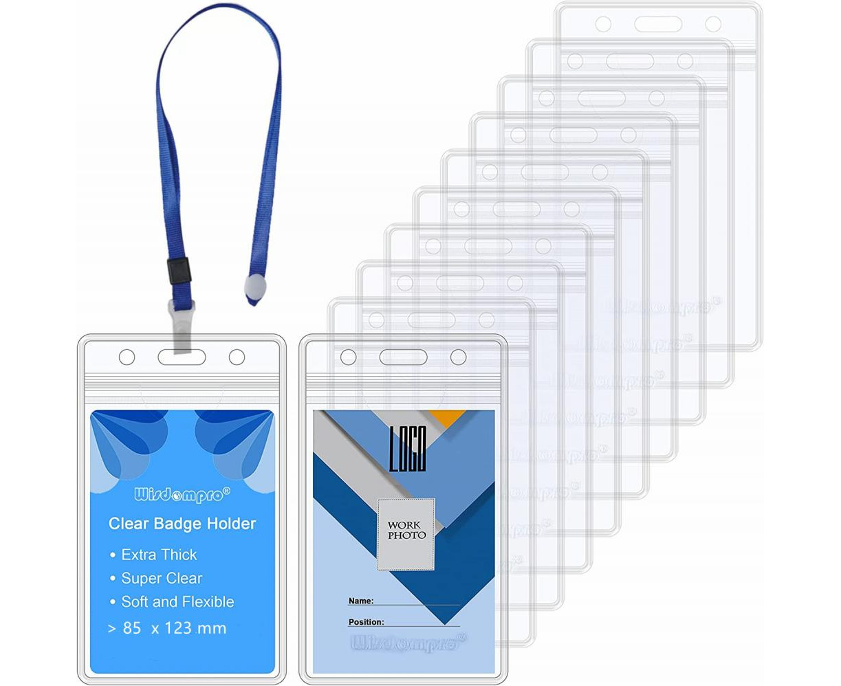 Vertical Clear Waterproof ID Card Holders with Sealable Zip Name Tag ...