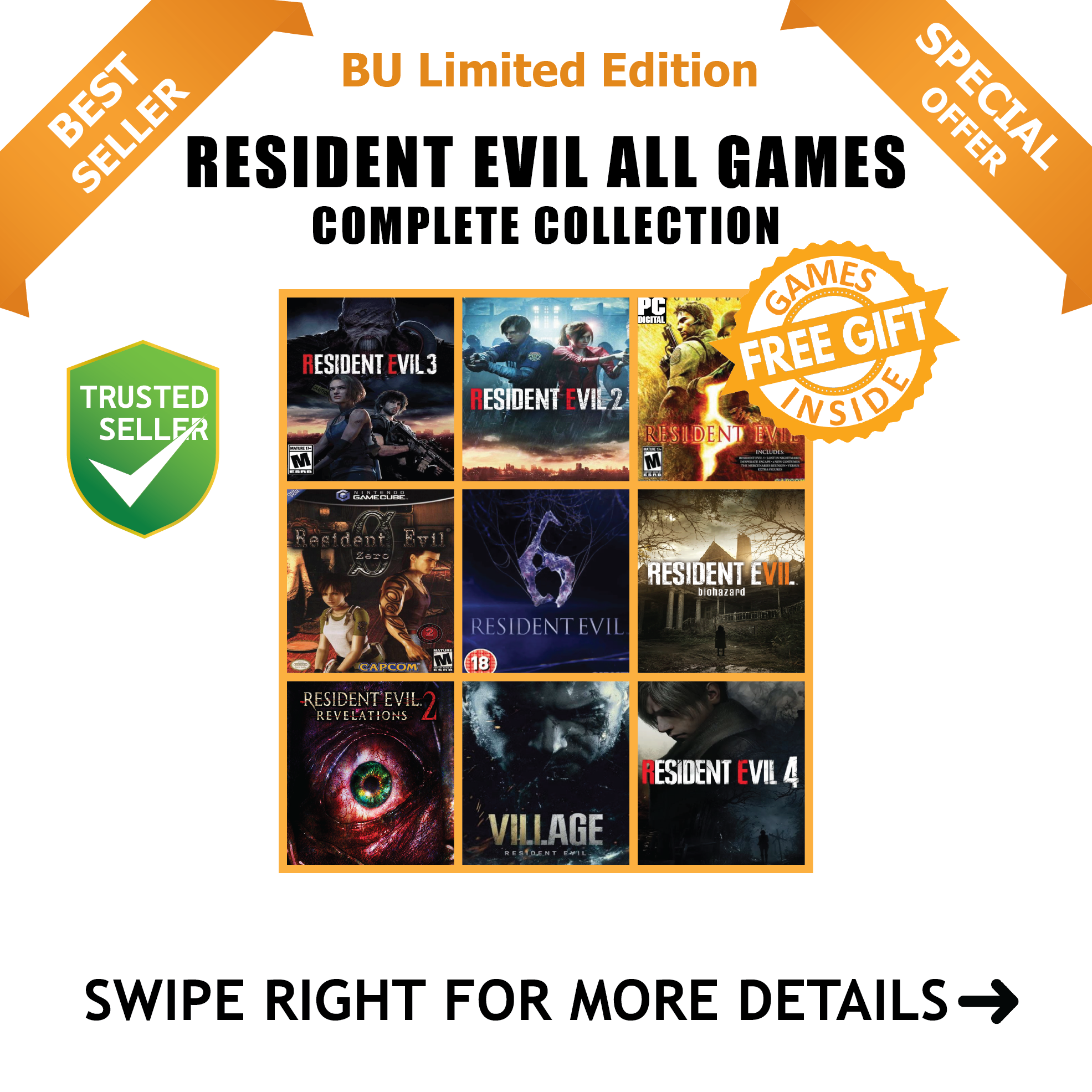 RESIDENT EVIL ALL GAMES for PC (Google drive/ Mediafire) - QR Code | Daraz.pk