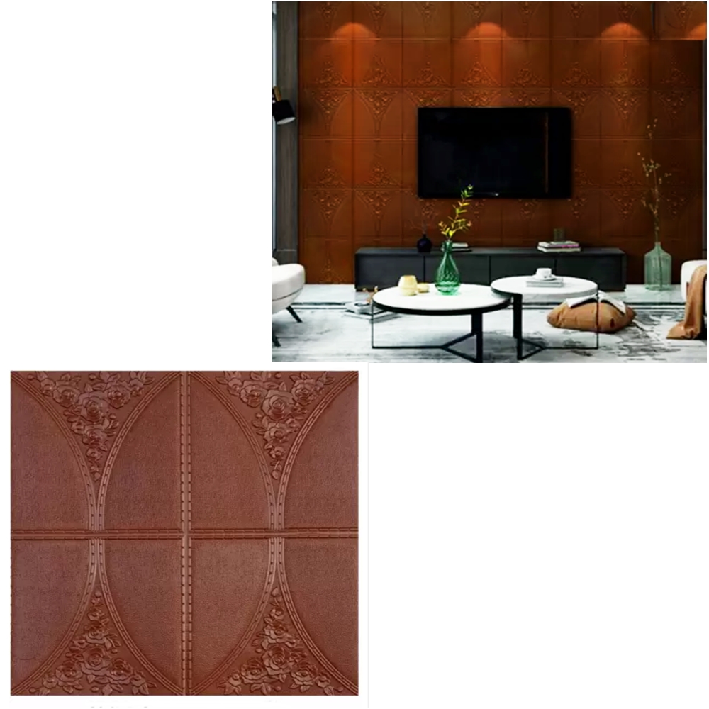 3D Dark Brown Circle Flower Design Adhesive Water Proof Foamic ...