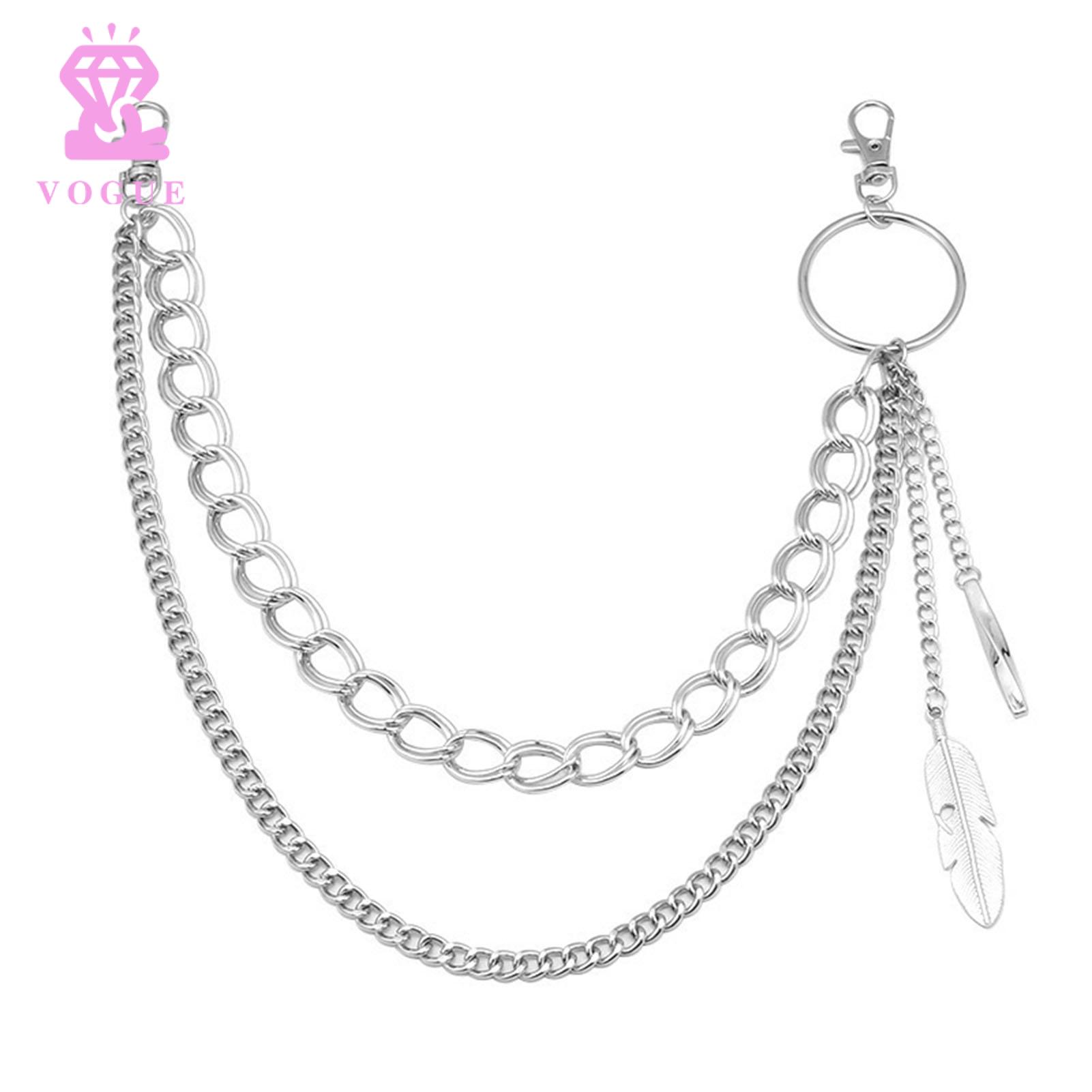 Vogue Men Metal Waist Chain Metal Punk Rock Double-layer Feather ...