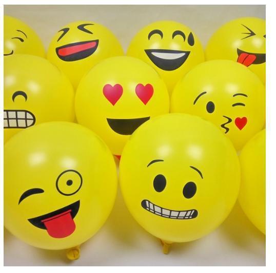 50 Pcs Emoji Balloons Smiley Face Expression Yellow Latex Balloons ...