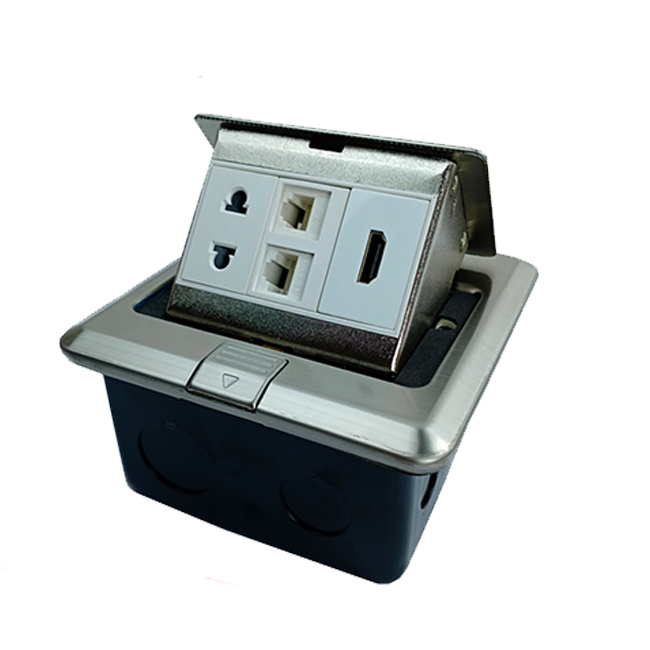 Clopal Silver Square Pop-Up Floor Sockets Telephone + Internet + HDMI ...