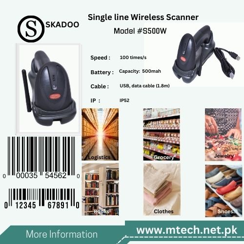 SKADOO Single line wireless best Barcode Scanner S500W with stand ...