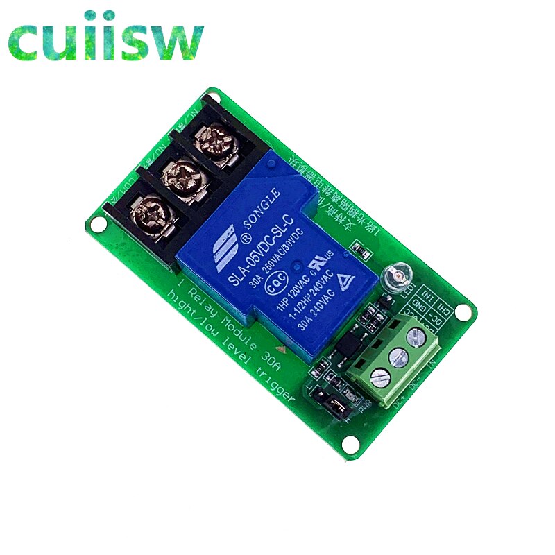ONE 1 channel relay module 30A with optocoupler isolation 5V 12V 24V supports high and low ...