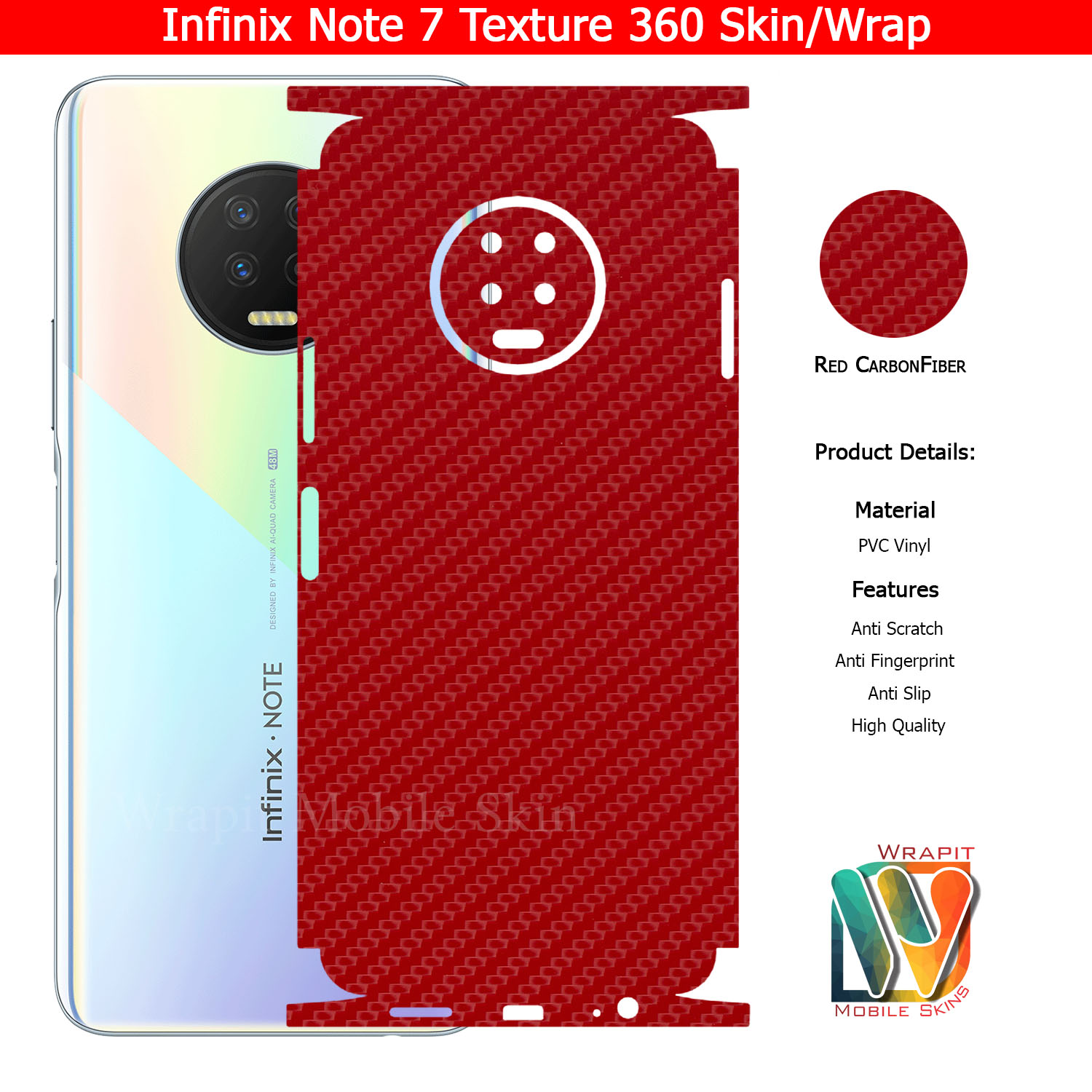 Infinix Note 7 Skin/Wrap 360 Protection Carbon fiber/ Matte ...