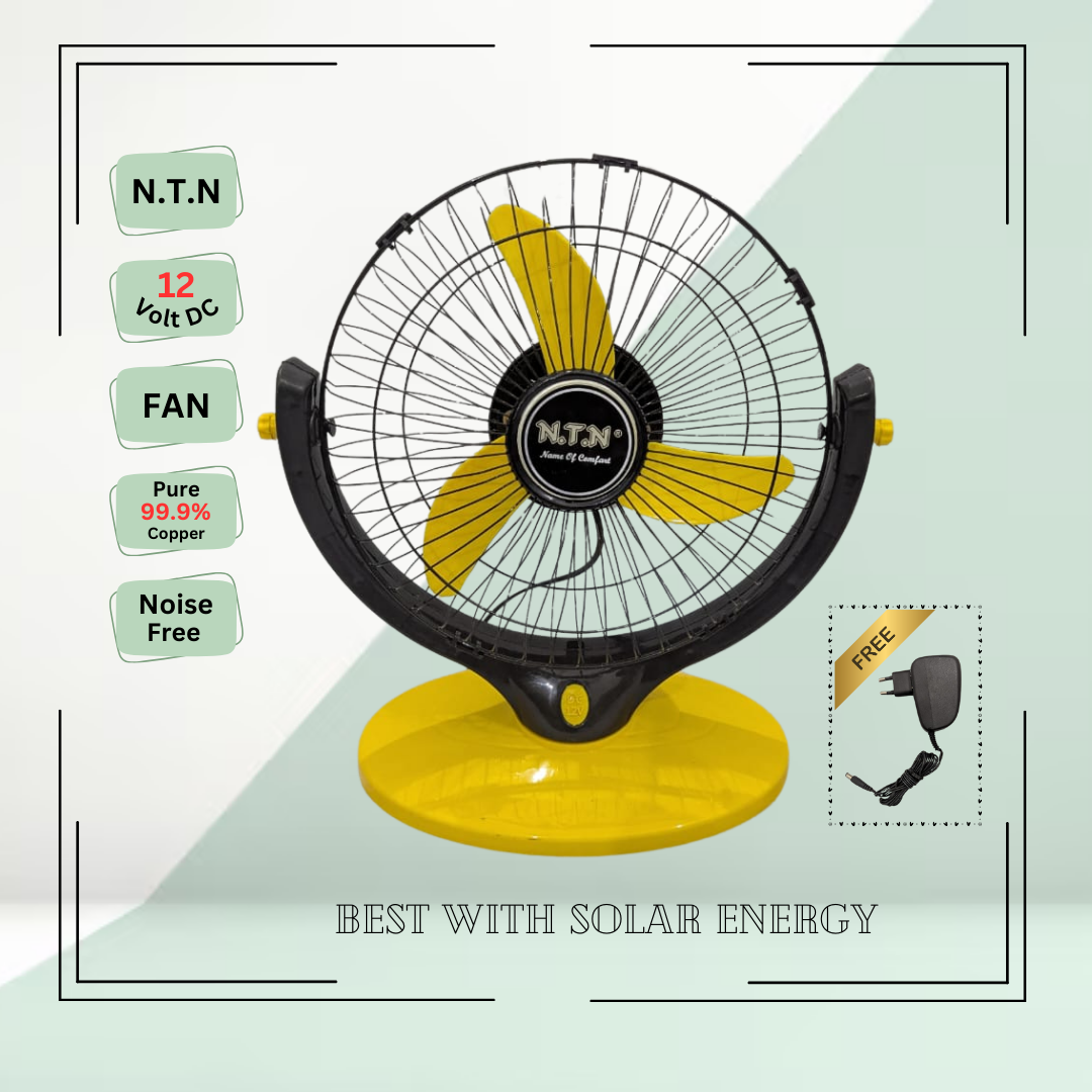 NTN Auto Rotatable Table Fan 12 Volt solar DC Fan With Free Adoptor ...