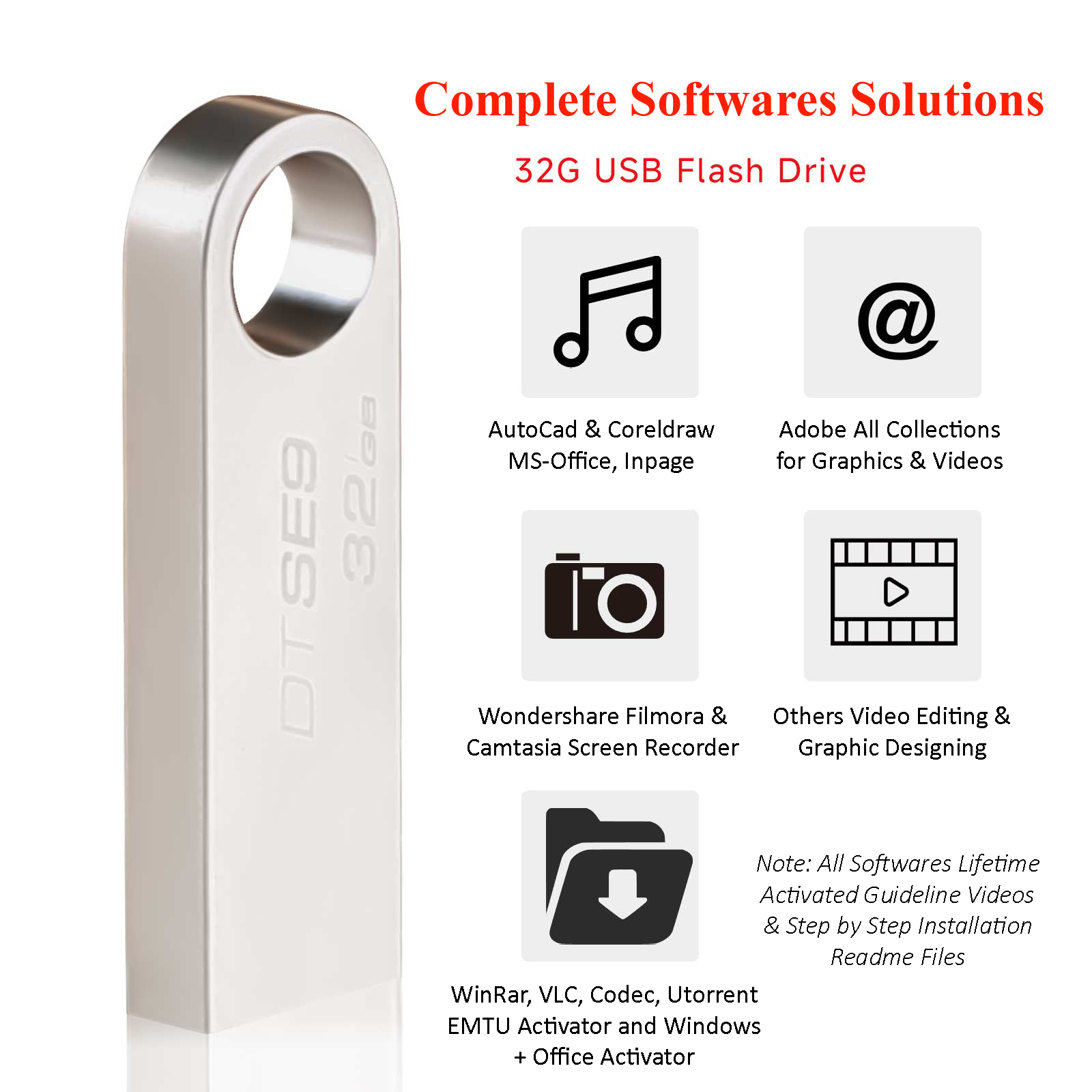 Complete Software Solution with 32 GB USB, Graphics Softwares, Office ...