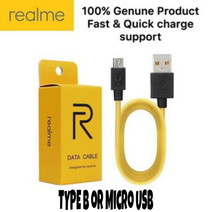 Pack of One Original 1M Realme_Yellow 4A Super Fast Charge Micro USB / TypeC Android Data Cable ...