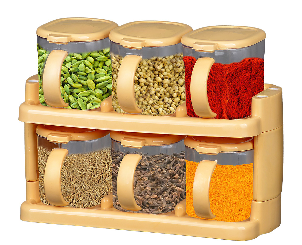 Spice Jars Rack, Masala Jars Box Set (6 Pieces ) Wall Mountable Spice ...